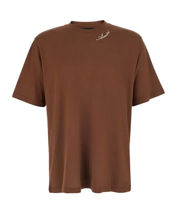 Amiri Script Logo Cotton T-shirt - Brown