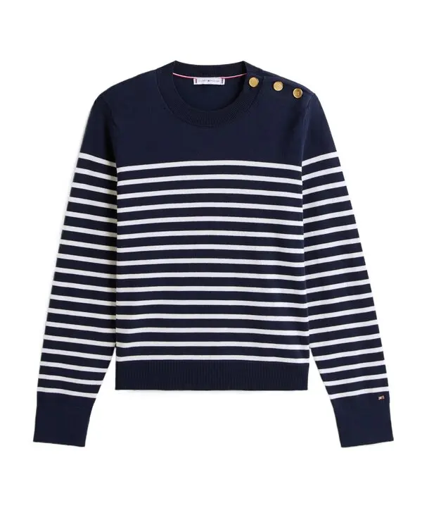 Tommy Hilfiger Striped Button Detail Sweater