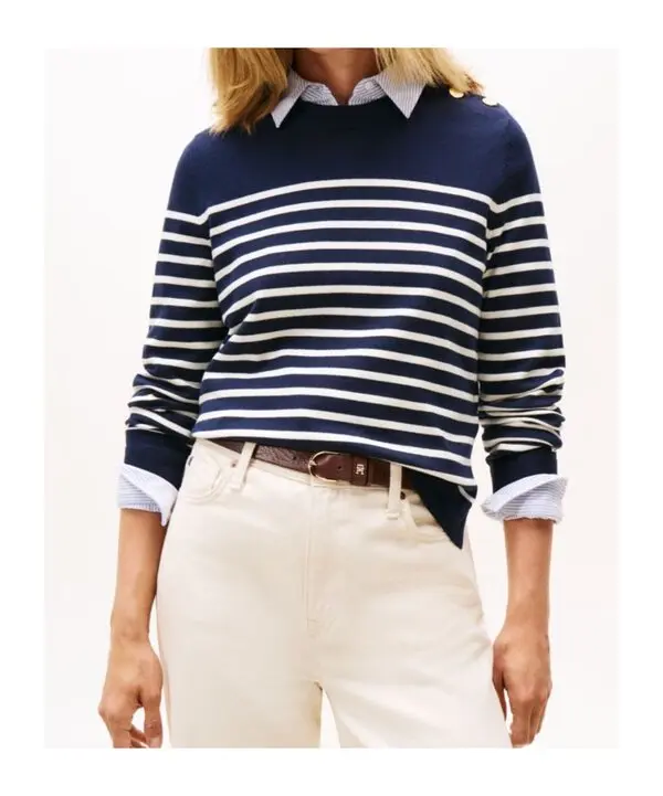 Tommy Hilfiger Striped Button Detail Sweater