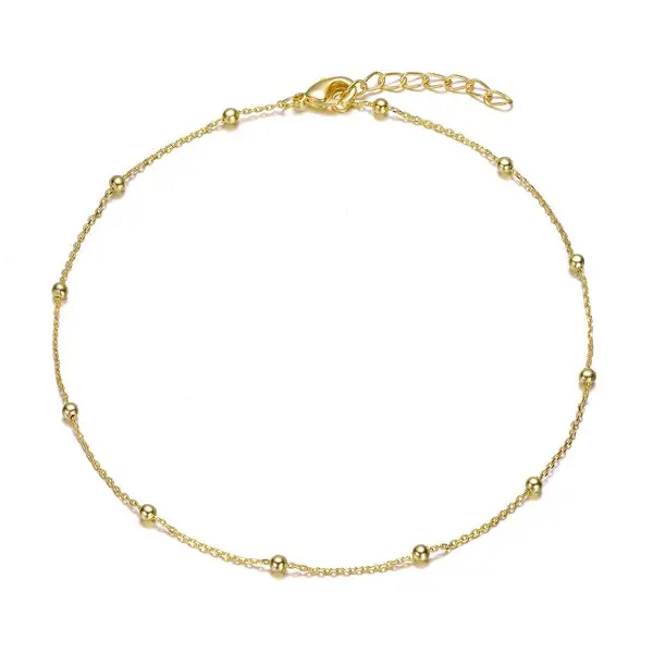 GENEVIVE 14k -plated Beaded Chain Necklace - Gold