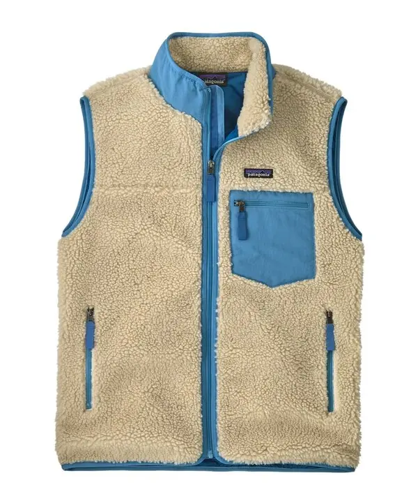 Patagonia Fleece Vest With Stand-up Collar - Dark Natural W/shore Blue