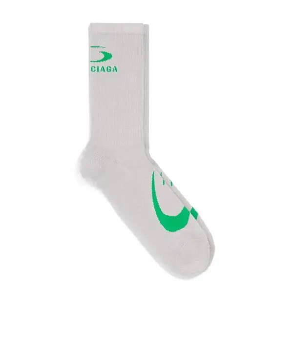 Balenciaga Loop Sports Icon Socks In Grey/green - Gray/green