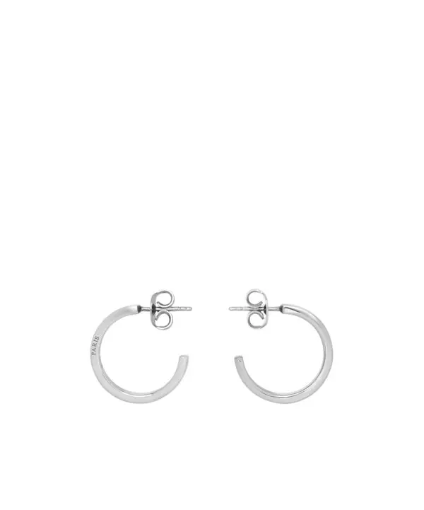 MAISON MARGIELA Hoop Earrings With Engraved Logo - Silver
