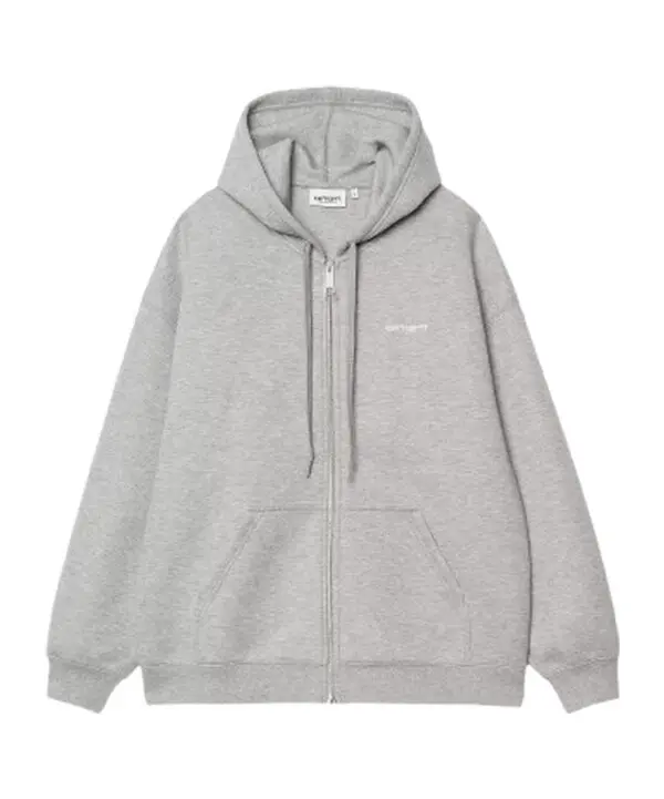 Carhartt Work In Progress Logo Embroidered Zip-up Drawstring Hoodie
