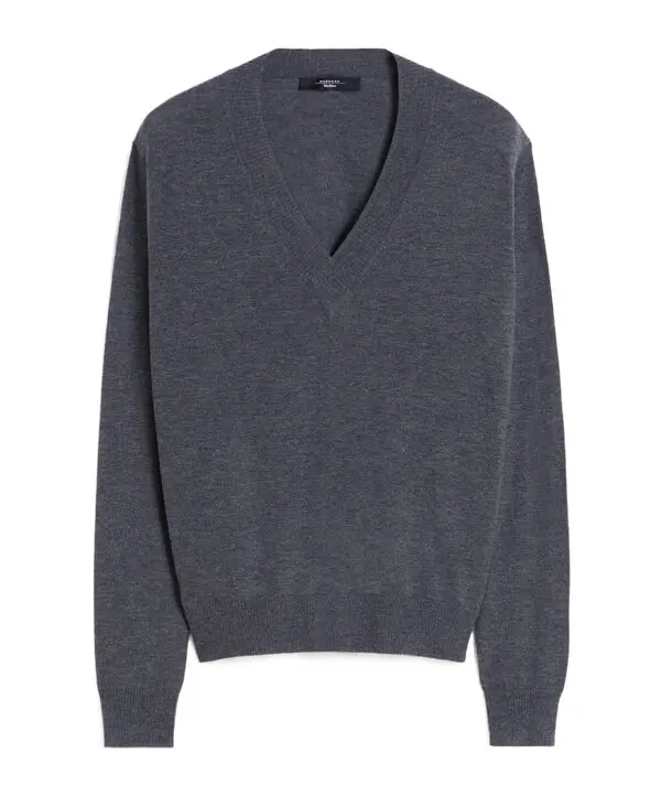 Max Mara Long-sleeved V-neck Sweater - Dark Gray