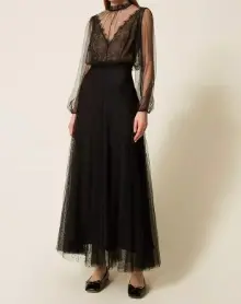 TWINSET Long Plumetis Tulle Skirt