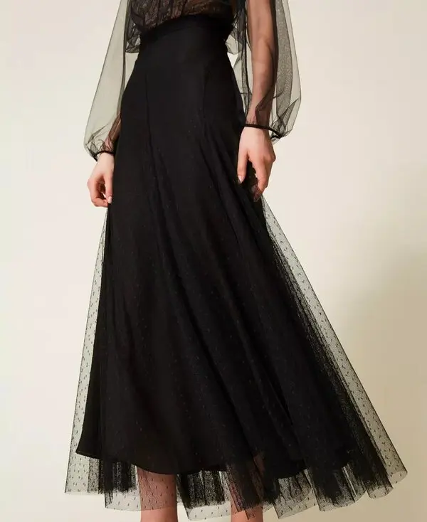 TWINSET Long Plumetis Tulle Skirt