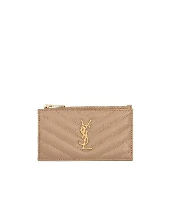 Saint Laurent Cassandre Matelassé Fragments Zipped Card Case