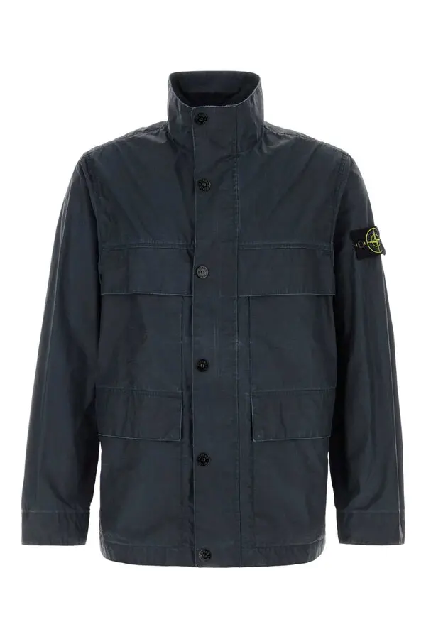 Stone Island Navy Polyester Blend Jacket - Blue