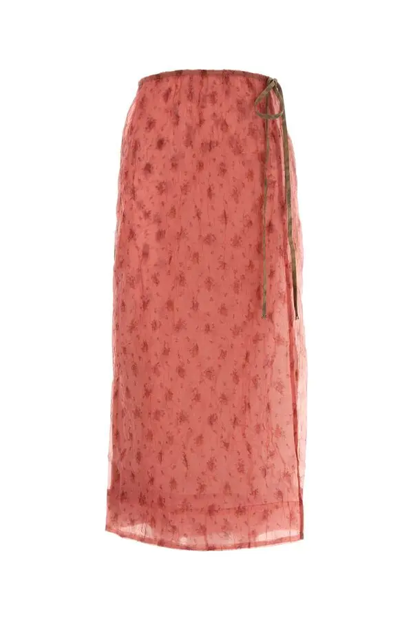 GANNI Printed Organza And Stretch Cotton Skirt - Multicolor
