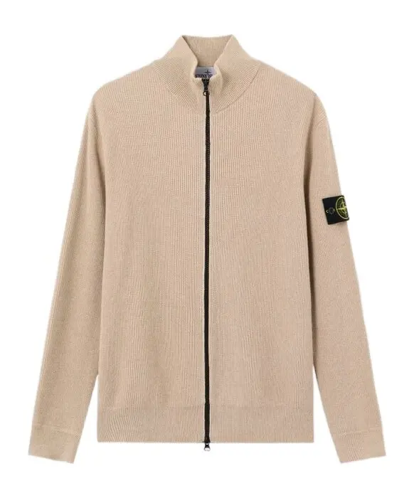 Stone Island Logo Patch Zip-up Jumper