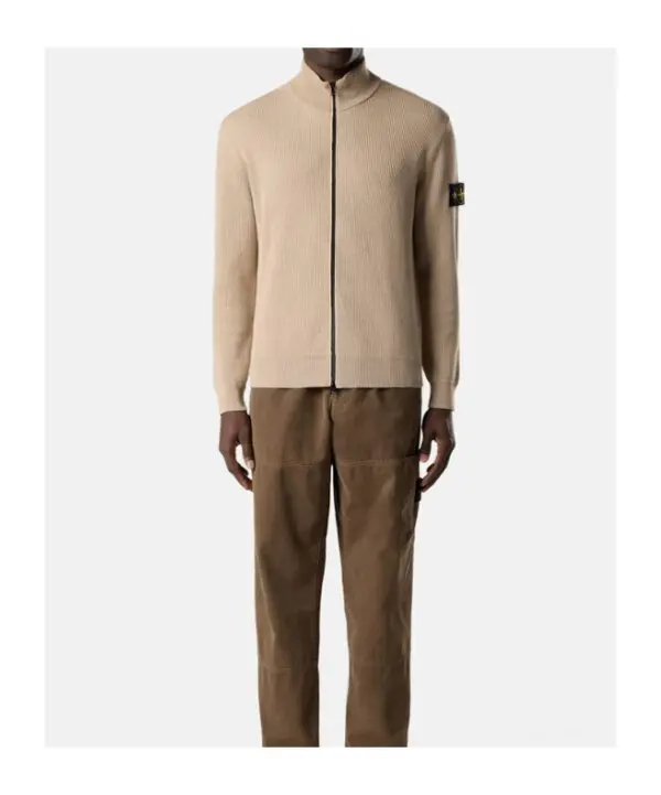 Stone Island Logo Patch Zip-up Jumper