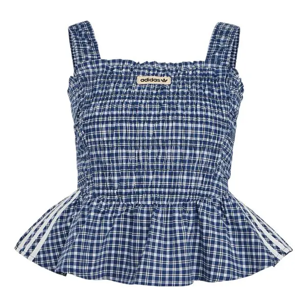 Adidas Plaid Peplum Vest - Blue
