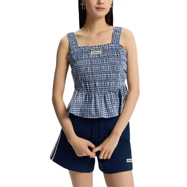 Adidas Plaid Peplum Vest - Blue