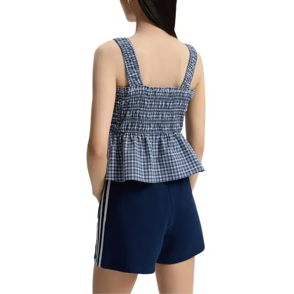 Adidas Plaid Peplum Vest - Blue