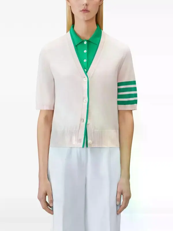 Thom Browne Four-bar Short-sleeve Cardigan