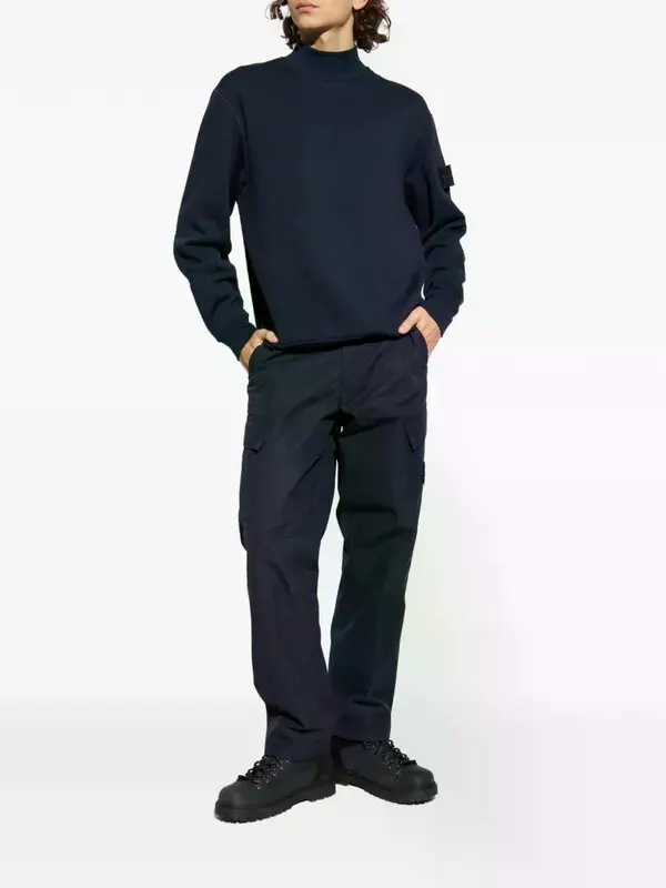 Stone Island Logo Patch Stand-up Collar Sweater
