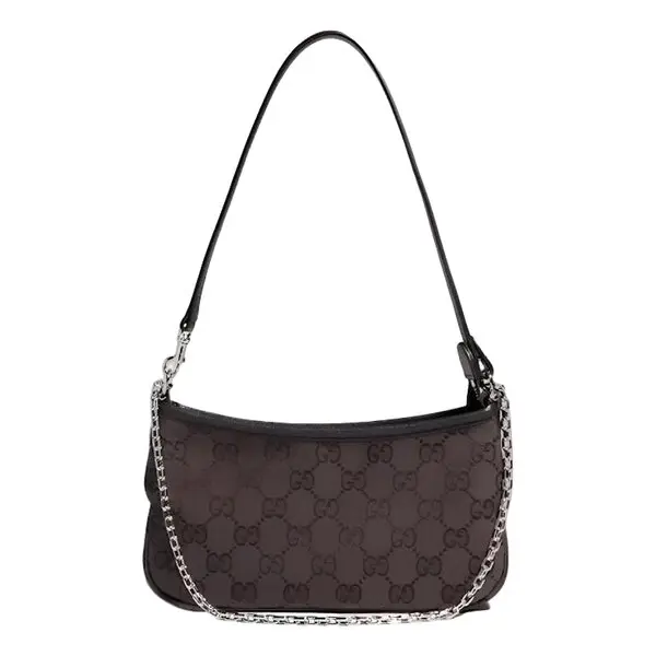 Gucci Monogram Shoulder Bag - Dark Brown