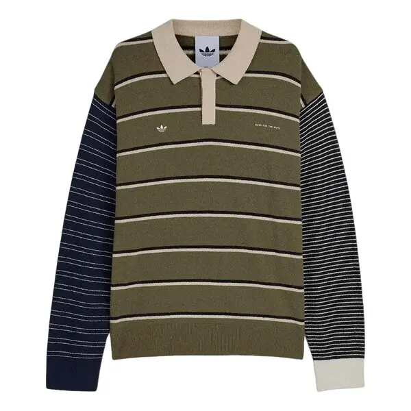 Adidas X Sftm 007 Long Sleeve Striped Rugby Shirt - Olive Strata/alumina/black