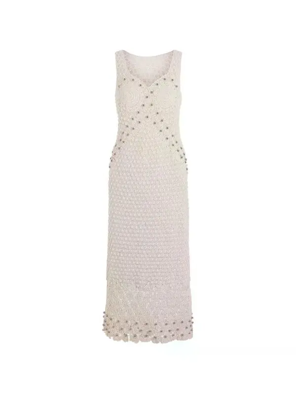 Rabanne Embellished Crochet Midi Dress - Neutrals