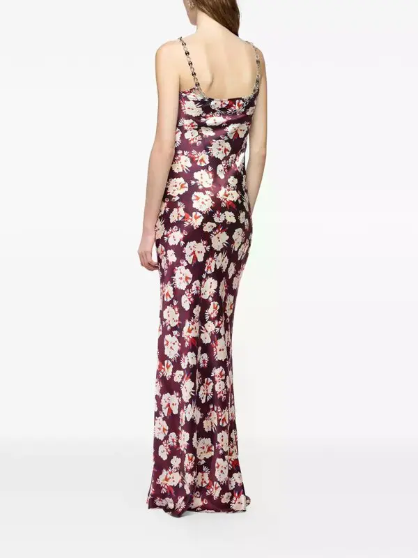Rabanne Floral Patterned Chain-link Maxi Dress - Red