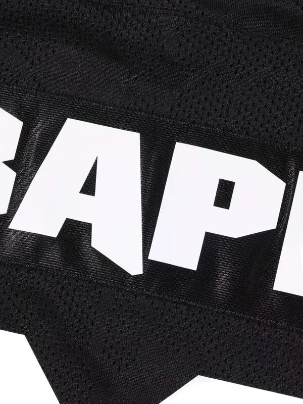 A BATHING APE Logo Print V-neck Long Sleeve T-shirt
