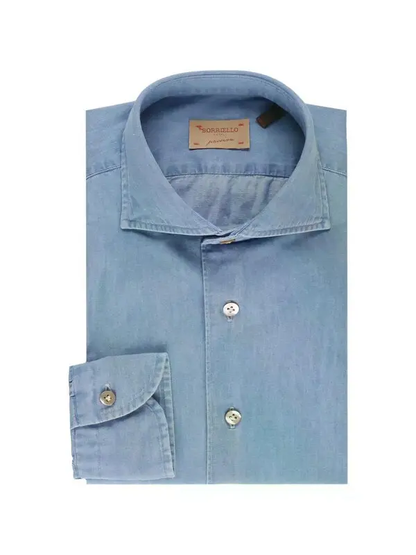 BORRIELLO NAPOLI Spread-collar Denim Shirt