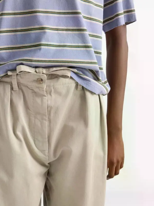 Prada Loose Fit Drawstring Waist Gabardine Trousers - Neutrals