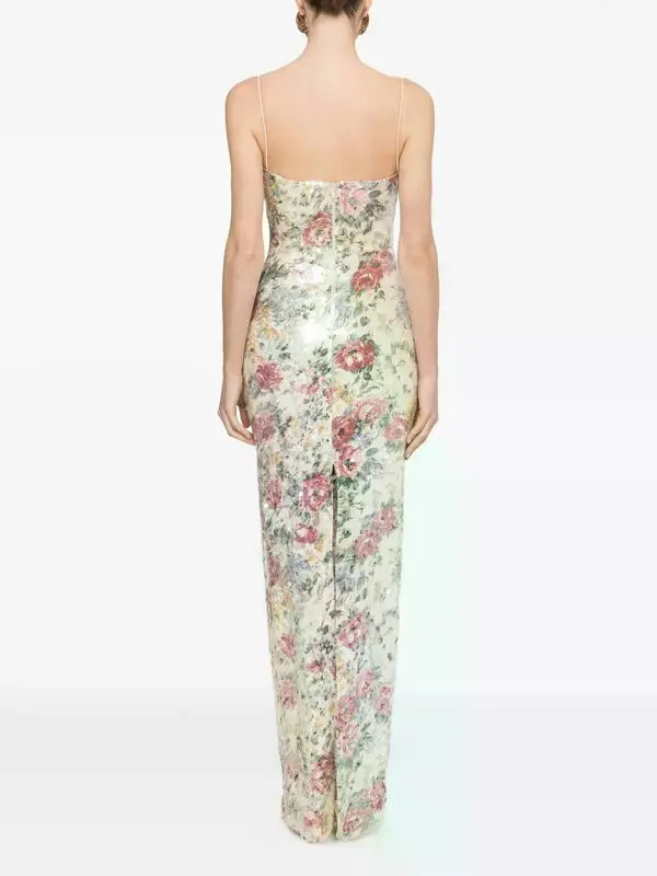 NISSA Floral Appliqué Maxi Dress