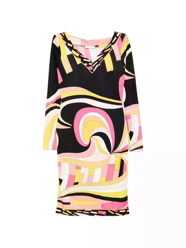 Emilio Pucci Abstract-printed Midi Dress - Black