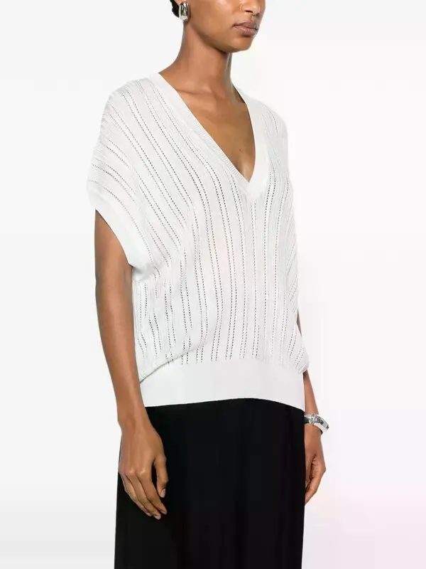 Erika Cavallini Pointelle Knit V-neck Vest