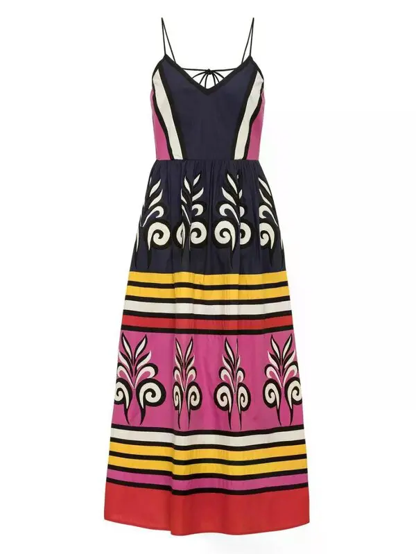 Carolina K Graphic Print Striped V-neck Dress
