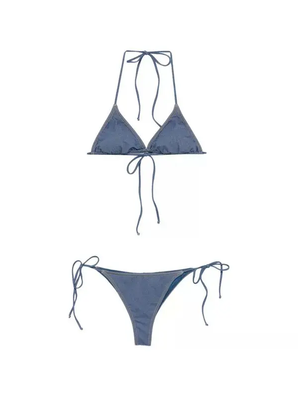 MC2 SAINT BARTH Denim Effect Triangle Bikini - Blue