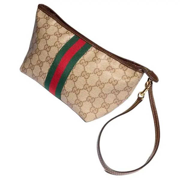 Gucci Small Pouch With Web Detail - Sand/dark Brown