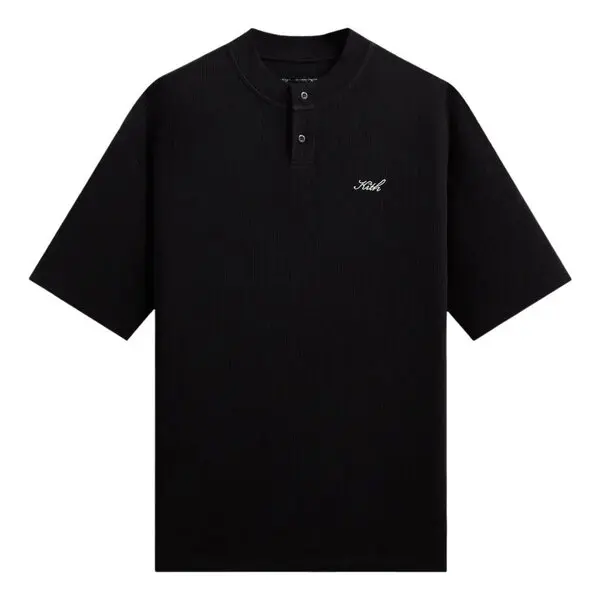 Kith Micro Waffle Tristan Henley - Black