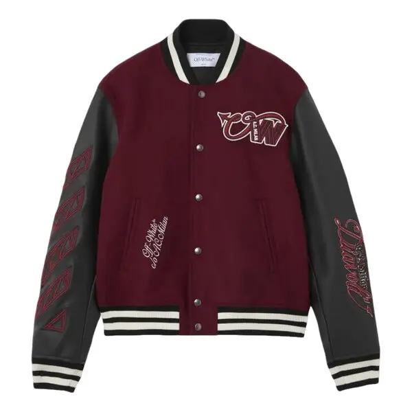 Off-White X C/o Ac Milan Varsity Jacket - Black/red