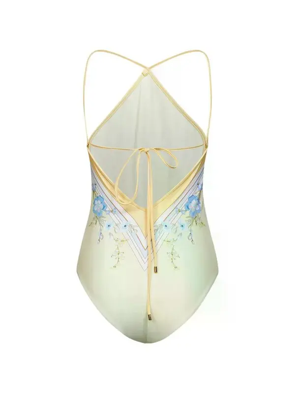 SELF-PORTRAIT Floral-print Halterneck Swimsuit