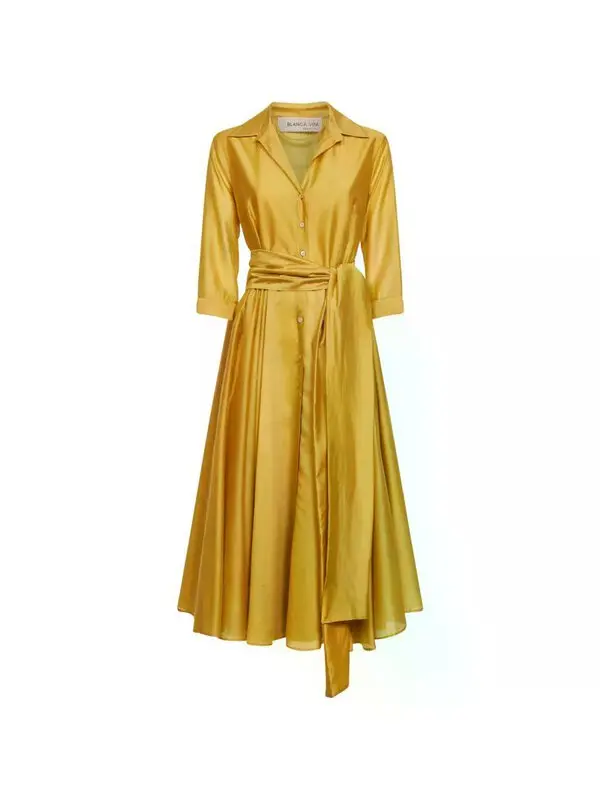 BLANCA VITA Alaky Belted Midi Dress