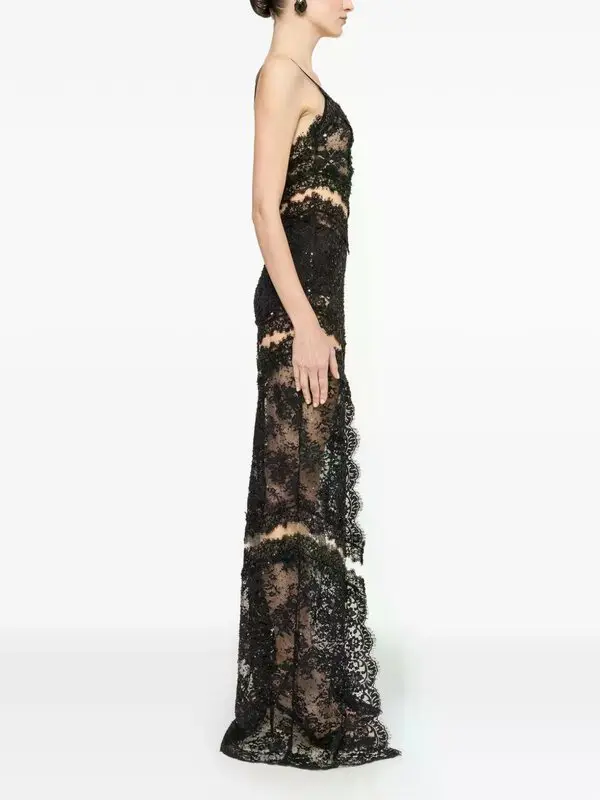 NISSA Beaded Lace-trimmed Maxi Dress