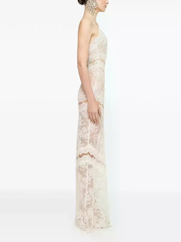 NISSA Beaded Lace-trim Maxi Dress