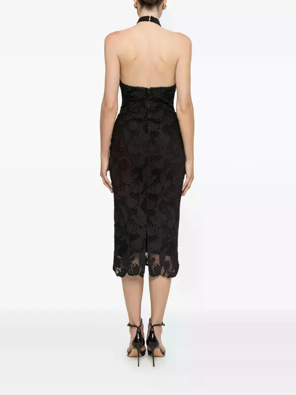 NISSA Flower Appliqué Midi Dress