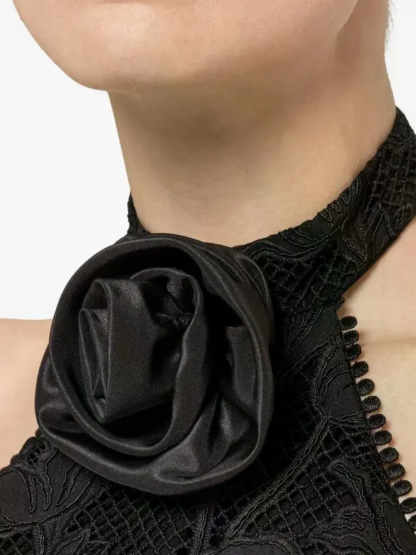 NISSA Flower Appliqué Midi Dress