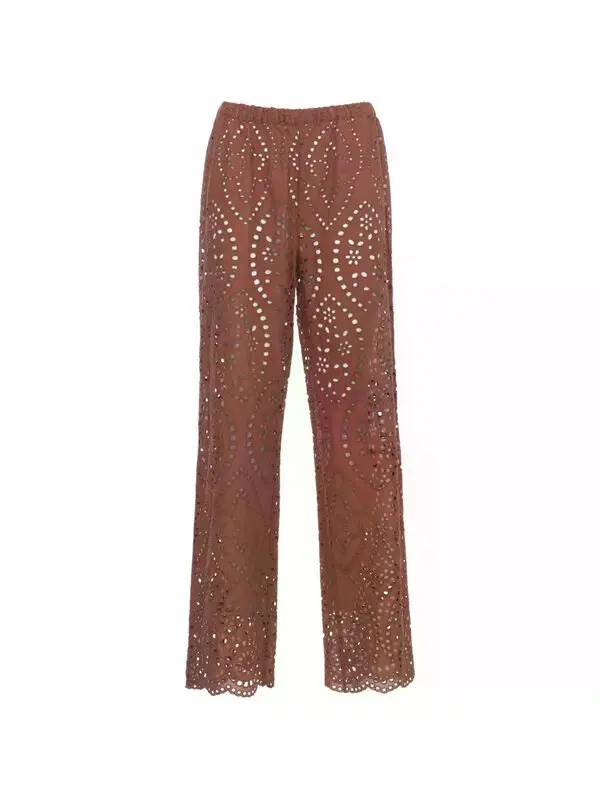 MC2 SAINT BARTH Inez Trousers Broderie Anglaise - Brown