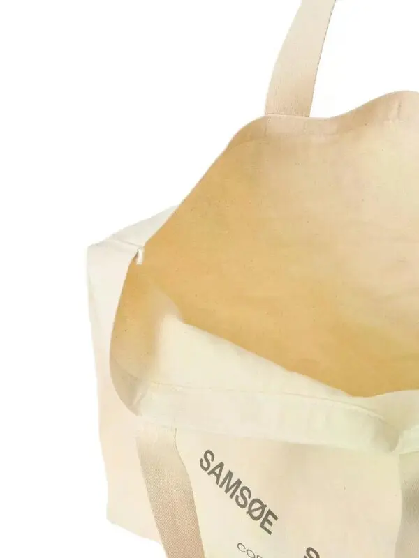 SAMSOE SAMSOE Logo Print Cotton Tote Bag
