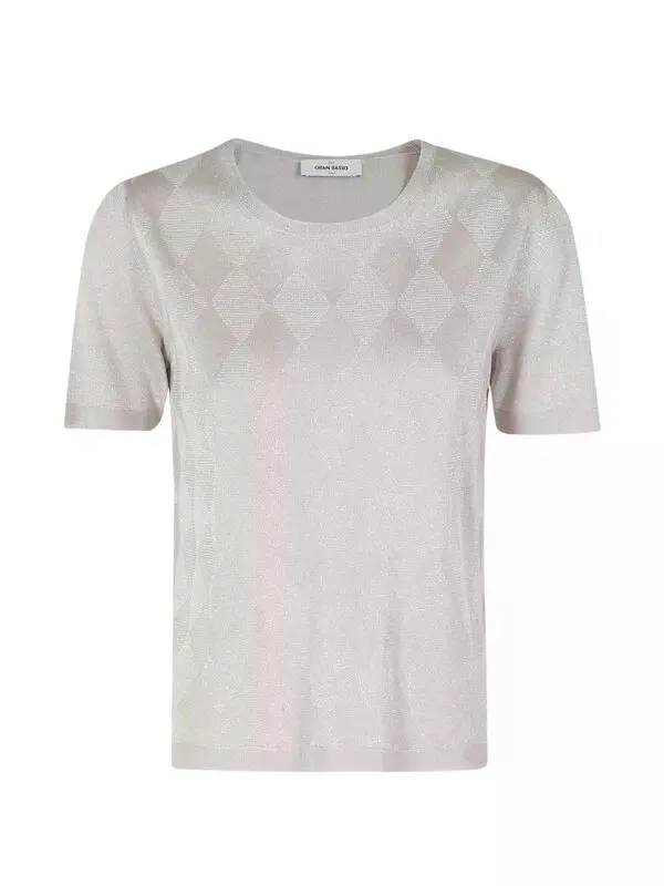 GRAN SASSO Metallic Effect Argyle T-shirt