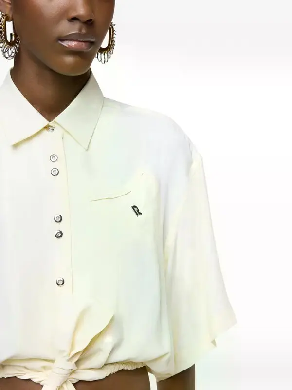 Rabanne Cream Knot Detail Cropped Shirt