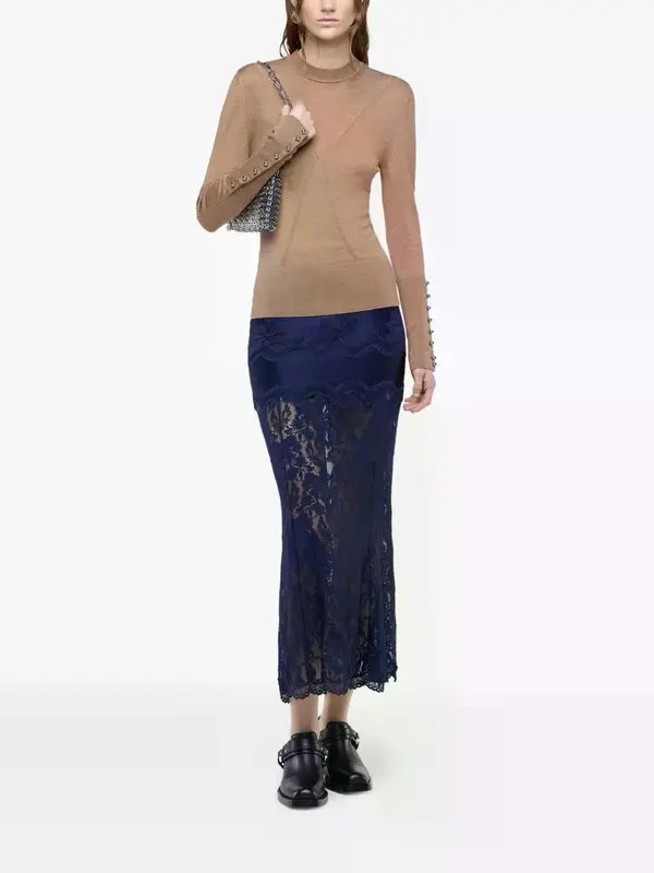 Rabanne Lace-panelled Jersey Midi Skirt