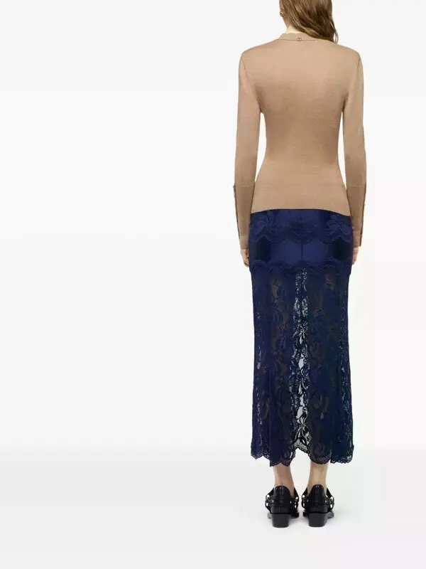 Rabanne Lace-panelled Jersey Midi Skirt