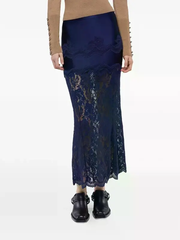 Rabanne Lace-panelled Jersey Midi Skirt