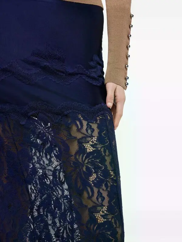 Rabanne Lace-panelled Jersey Midi Skirt